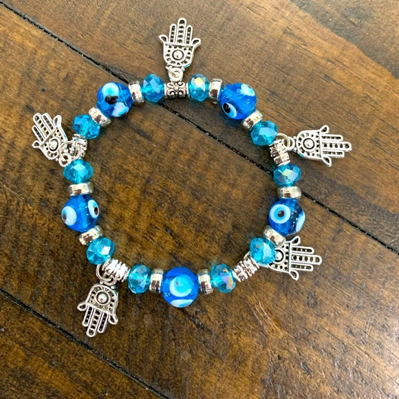 Jewelry | New Womens Evil Eye Third Eye Blue And Silver Bracelet | Poshmark